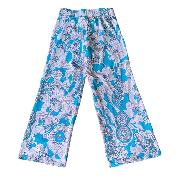 Melly M | Pants & Jumpsuits | Melly M Aqua Blue White Retro Floral ...
